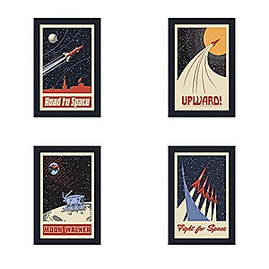 16 Vintage Style Space Postcards