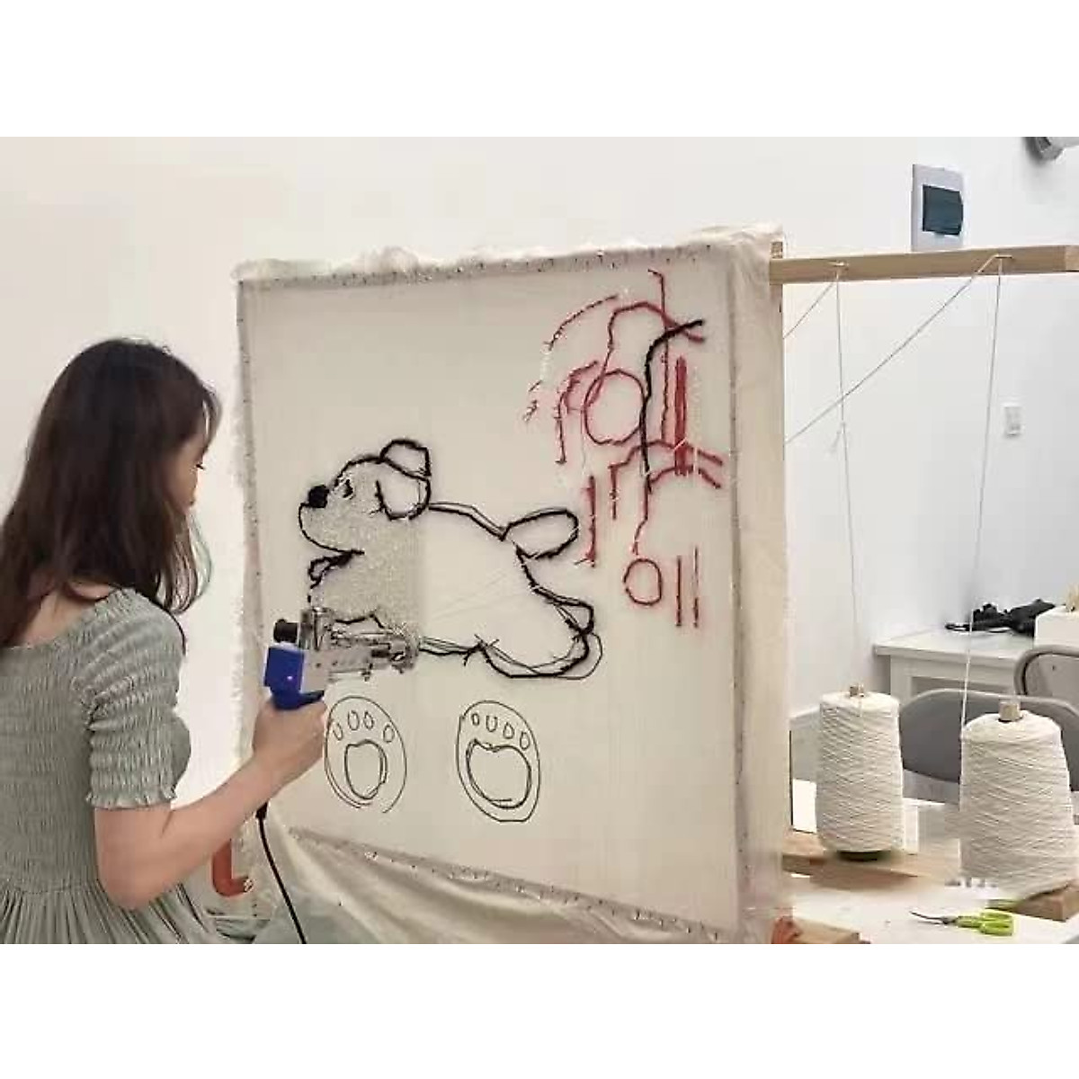 Tufting Wooden Frame for Rug Making Kit Suitable for Electric Carpet Gun Tabletop/Stand Display DIY Crafts Table Stand Frame Tapestry Making Tool, 4PCS Tack Strip