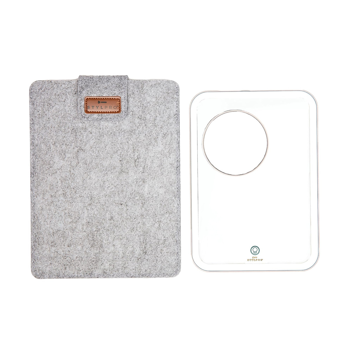 stylPro Stylideas Glow and Go Travel Mirror - Makeup Mirror with Lights Perfect for Hair Styling - USB Rechargeable - with Protective Sleeve - 1 pc.