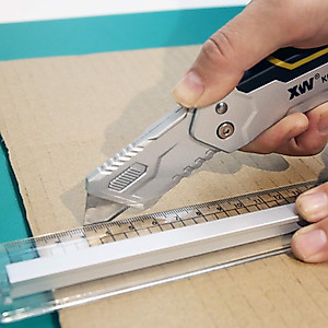 XW Folding Utility Knife, Heavy Duty Box Cutter of Quick Change Blades, Extra 10 Blades Included, 2-Pack