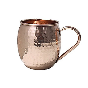 PARIJAT HANDICRAFT Moscow Mule Copper Mugs 16 Oz Copper Moscow Mule Mugs Solid Copper Hammered Mug Copper Cups for Moscow Mules Set of 4