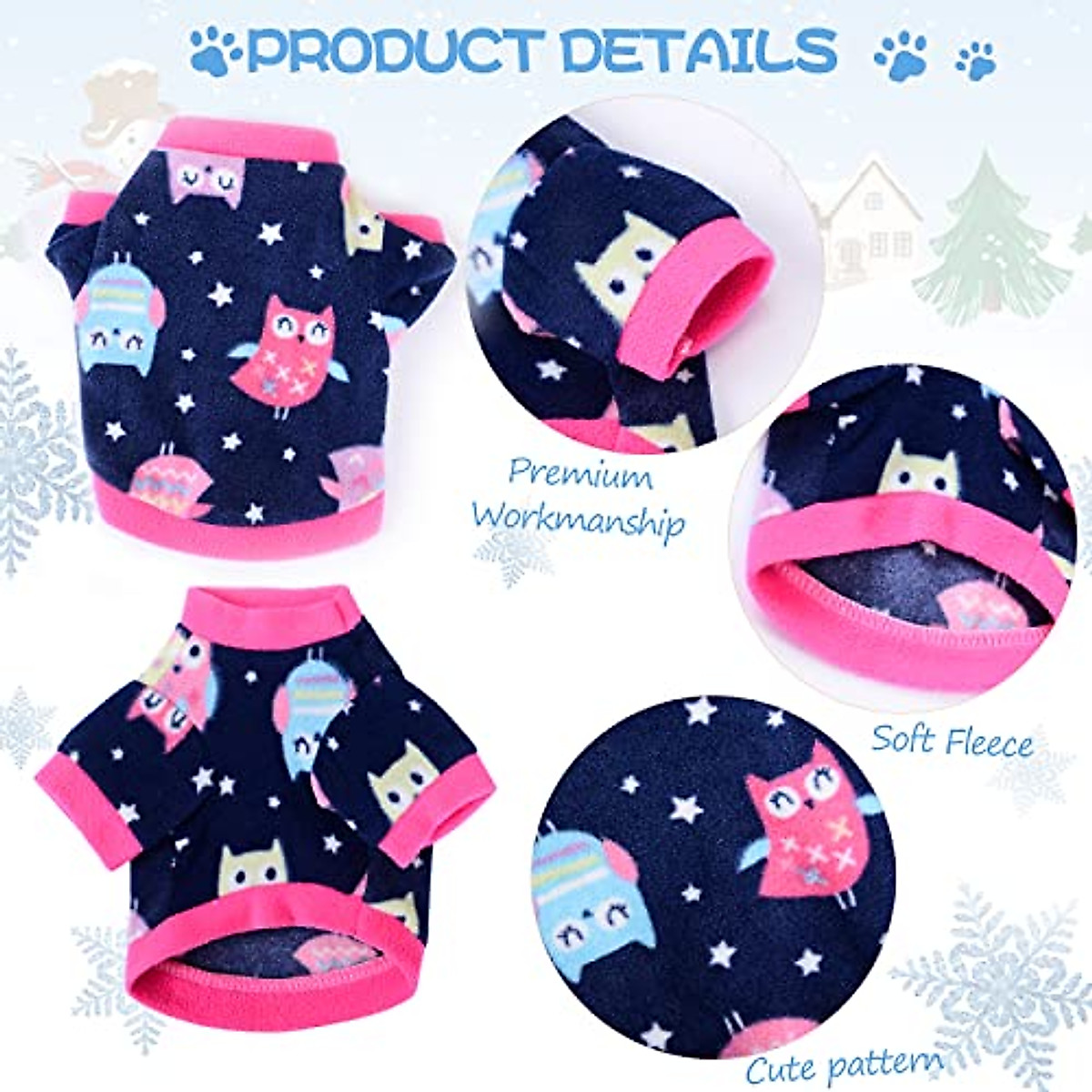Firpus 3 Pack Fleece Dog Sweaters, Winter Dog Clothes for Small Dog Girl, Warm Tiny Puppy Clothes, Cute Chihuahua Yorkie Sweater, Pet Shirt Clothing Cats Apparel (X-Small)