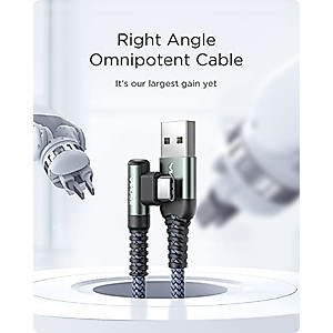 USB C Cable, [2-Pack, 6.6ft] 3.1A Type C Charger Fast Charging Cable Right Angle, Durable Nylon Braided USB C Charging Cable Compatible with Galaxy S10 S9 Plus S21, Note 10 9 LG, Type C Charger