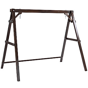 Finnhomy Outdoor 880 LBS Porch Swing Frame, Stable A-Frame Wooden Swing Stand with Extra Bottom Connection Board, Freestanding Porch Swing Frame Only, for Porch Patio Garden Backyard (Frame Only,5 FT)