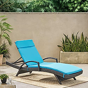 Christopher Knight Home Salem Outdoor Water Resistant Chaise Lounge Cushion, Blue, 79.25 inches deep x 27.50 inches wide x 1.50 inches high
