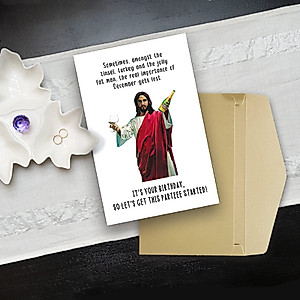 December Birthday Card ideal for anyone,Christmas Jesus Christ Party,Unique Birthday Card,Funny Jesus Card