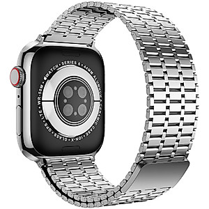 LETOID Magnetic Metal Bands Compatible with Apple Watch Ultra 2/Ultra Band 49mm 46mm 45mm 44mm 42mm 41mm 40mm 38mm, Men Stainless Steel Adjustable Strap for iWatch Series 10 9 8 7 6 5 4 3 2 1 SE