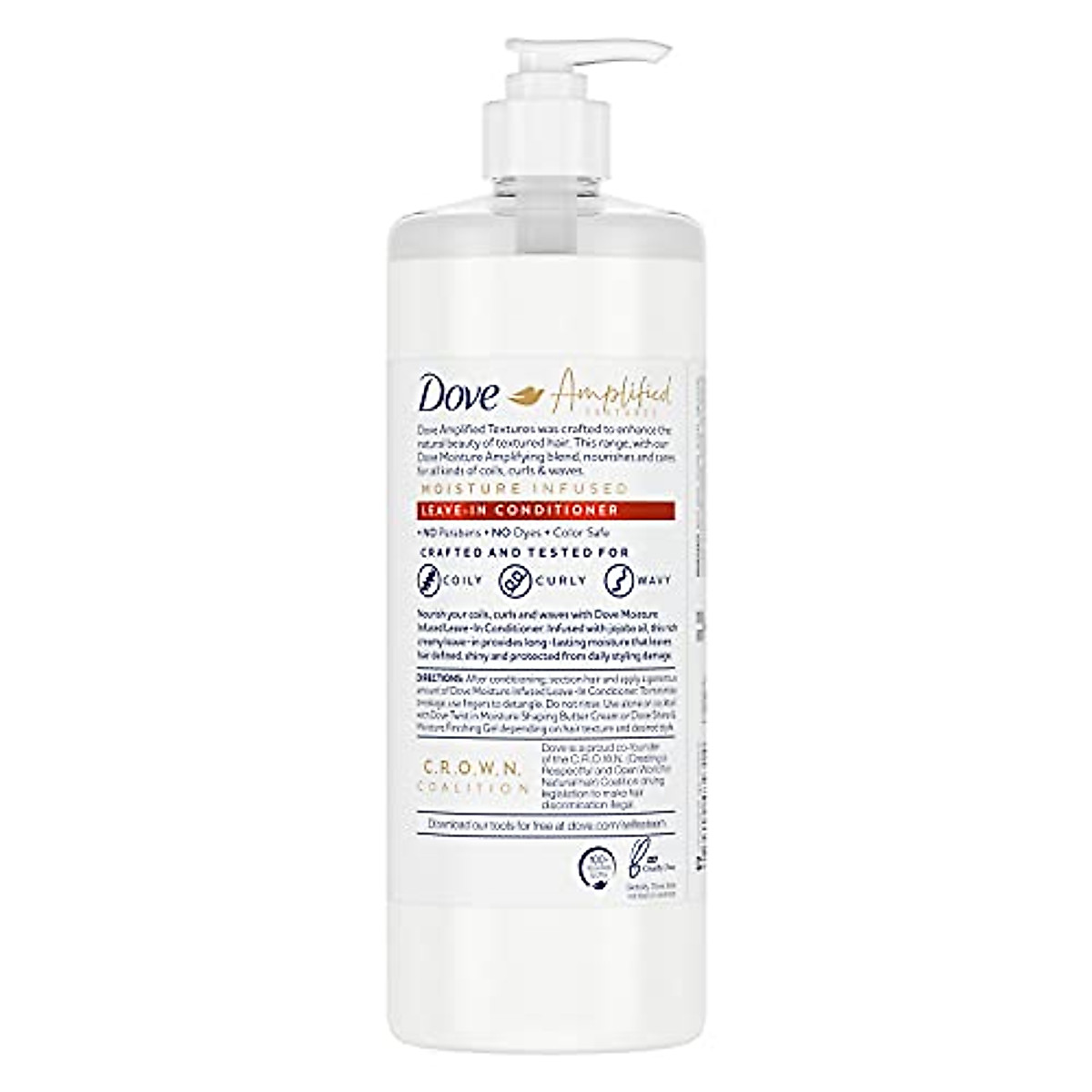 Dove Leave-in Conditioner with Jojoba for Coils, Curls and Waves Moisture Amplifying Hair Conditioner Blend 33. 8 oz