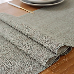 Laolitou Green Table Runners 72 Inches Long for Home Decor, Boho Farmhouse Spring Table Runner, Burlap Linen Style Rustic Dining Table Decor Long, 13x72 Inches, Sage Green