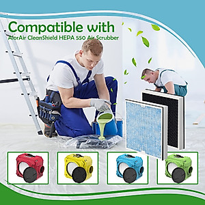 Carmerny HEPA & Activated Carbon Filter Replacement Set Compatible with AlorAir CleanShield HEPA 550 Air Scrubber (Pack of 2)