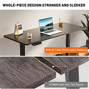 Win Up Time Electric Standing Desk Whole Piece Desktop Height Adjustable Desk- Standing Computer Desk, Sit Stand Desk Frame & Top, Electric Stand Up Desk on Wheels