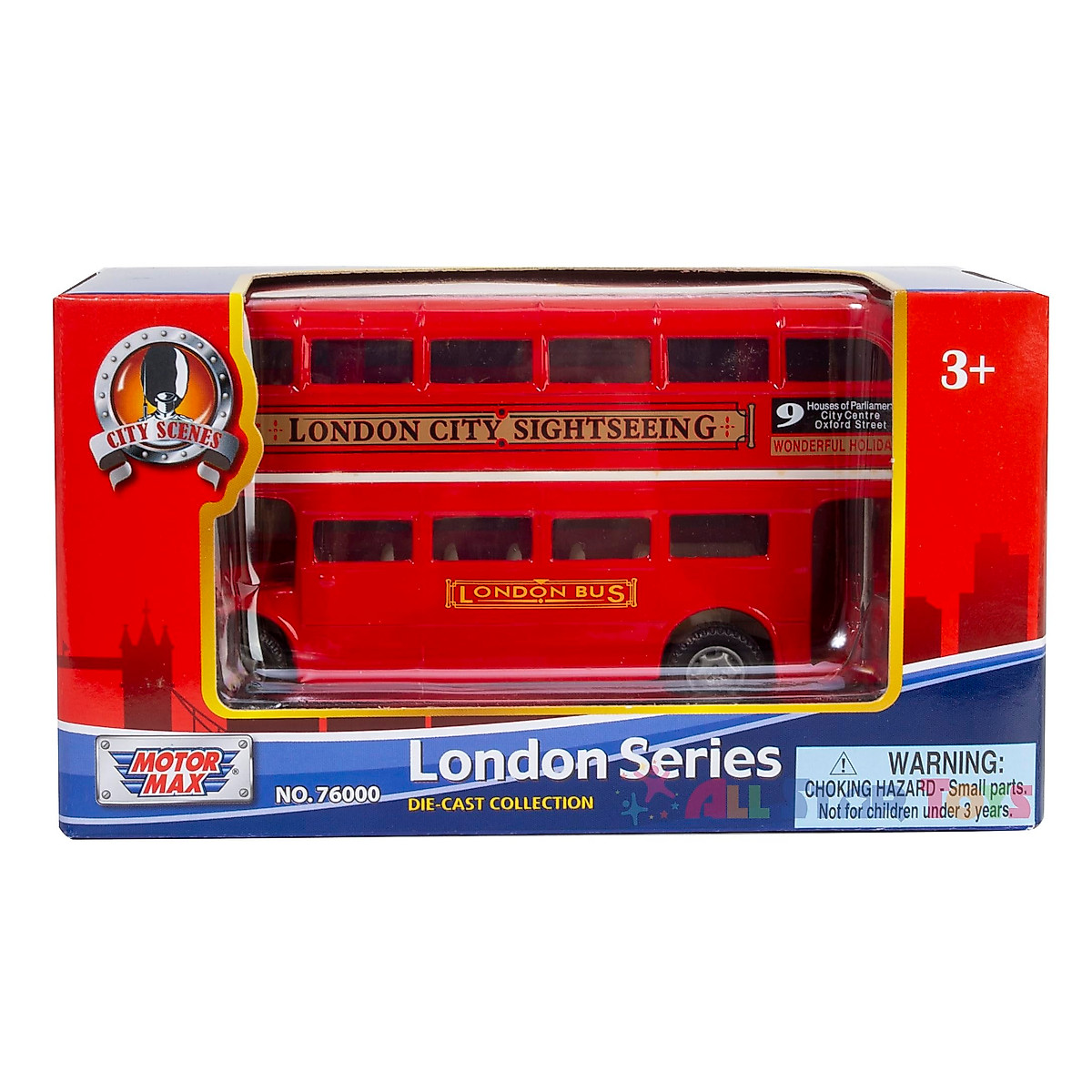 London Double Decker Bus , Red - Motormax 76002 - 4.75" Diecast Model Toy Car