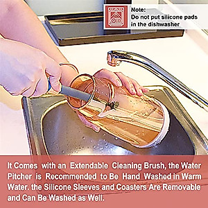 LYSTAR Bedside Water Carafe and Glass Set, Night Glass Water Pitcher Set with Silicone Coaster for Bedroom and Guest Room, Glass Mouthwash Decanter for Bathroom (26oz/750ml)