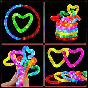 12 pcs Light Up Glow Sticks, Party Favors for Kids 4-8 8-12 Pop Tubes Glow in The Dark Party Supplies Goodie Bag Birthday Party Gifts Students Prizes Halloween Xmas Stocking Stuffers