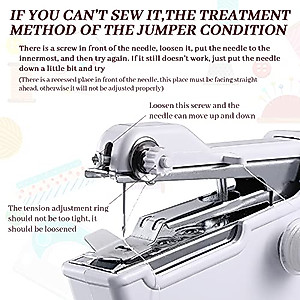 61 Pieces Hand , Mini Handheld Sewing Machine Electric Handy Single Handheld Sewing Machine with Sewing Threads Tools for DIY Clothes Fabrics Home Travel (White)