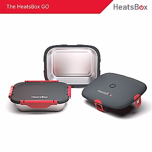 HeatsBox Electric Lunch Box 100W Portable Food Warmer | App Control | Car, Truck, Office, Outdoor Work | 31oz Stainless Steel Battery Powered Self Heating Lunchbox | 12V 24V 110V | Ideal Gift