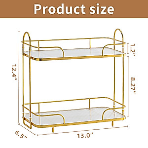 Oifecsie Bathroom Organizer Countertop, 2 Tier Cosmetic Skincare Perfume Organizer, Bathroom Counter Makeup Perfume for Dresser Vanity Tray, Kitchen Spice Rack for Storage Shelf