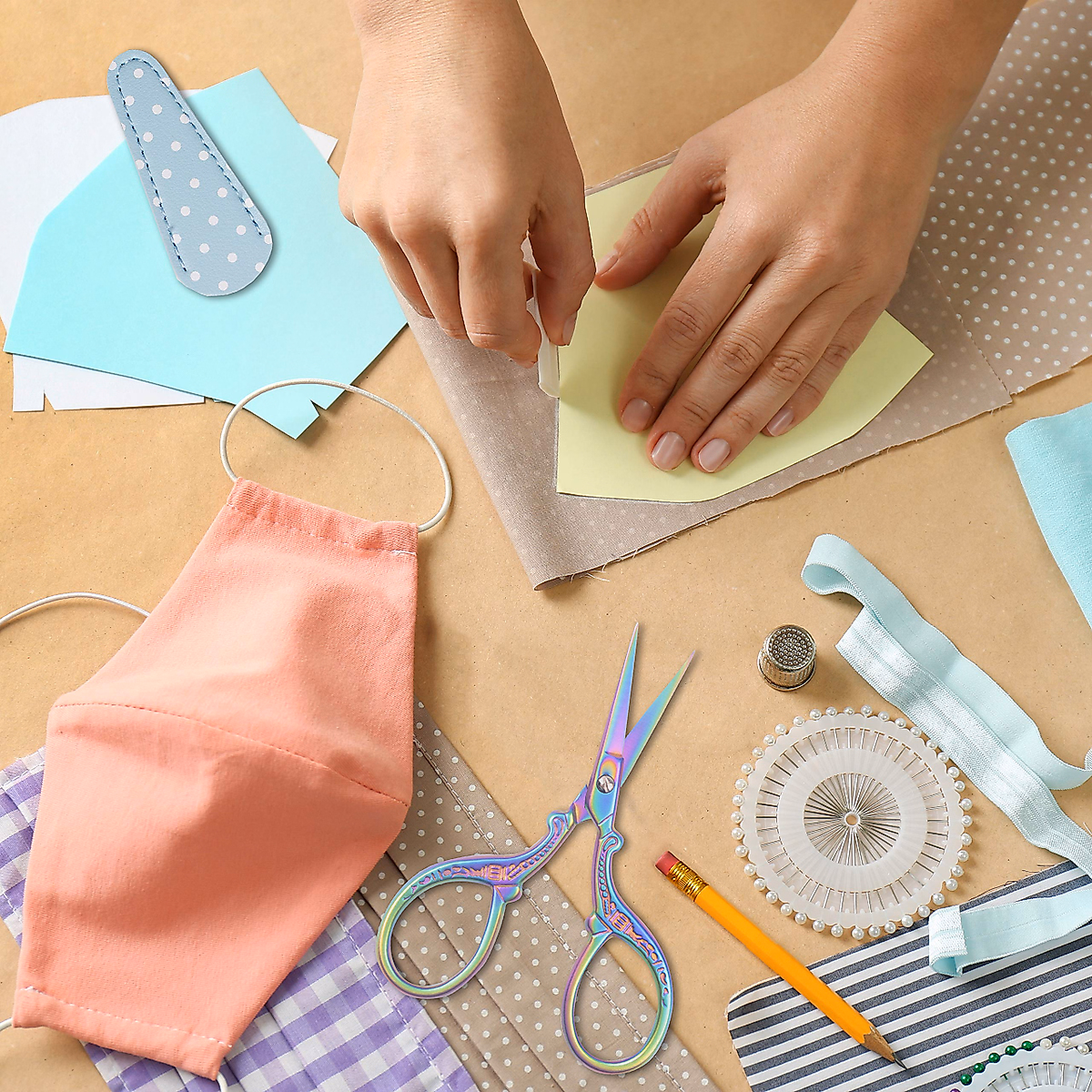 Hisuper Cute 3.6inch Embroidery Scissors Crafting Sewing Threading Needlework Scissors with Leather Scissors Cover for Sewing Handicrafts Tool Craft Art Work and Everyday Use