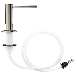 SAMODRA Kitchen Sink Soap Dispenser, Brass Pump Head Brushed Nickel Finish Built in Design with 39" Extension Tube Directly to Soap Bottle, No More Messy Refills(No Bottle)