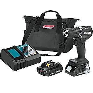Makita XFD15RB 18V LXT Lithium-Ion Sub-Compact Brushless Cordless 1/2" Driver-Drill Kit (2.0Ah), Black