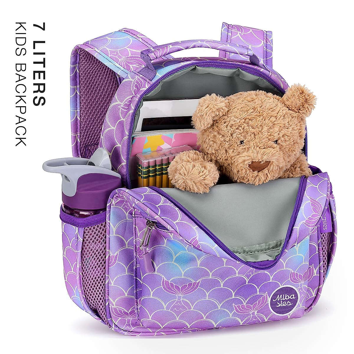 mibasies Toddler Backpack for Girls 2-4, Kindergarten Backpack for Girls, Mermaid Backpack for Preschool Daycare, Mini, Mermaid Tail