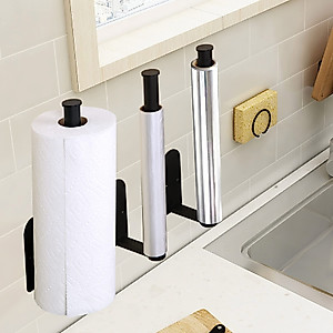 Paper Towel Holder Under Cabinet, OBODING, Black Self Adhesive Paper Towel Holder Wall Mount, Kitchen Paper Towel Holder for Kitchen Organization and Storage (12inch, 1 Pack)
