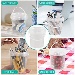 Innouse 10 Packs Clear Plastic Food Storage Containers, 0.8 L Round Ice Cream Bucket with Lid