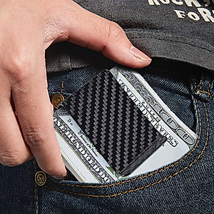 CL CARBONLIFE Carbon Fiber Wallet Money Clip for Cash and Credit Card, Minimalist Holder Clips for Men (Matte Black, 2.8"x1.5")