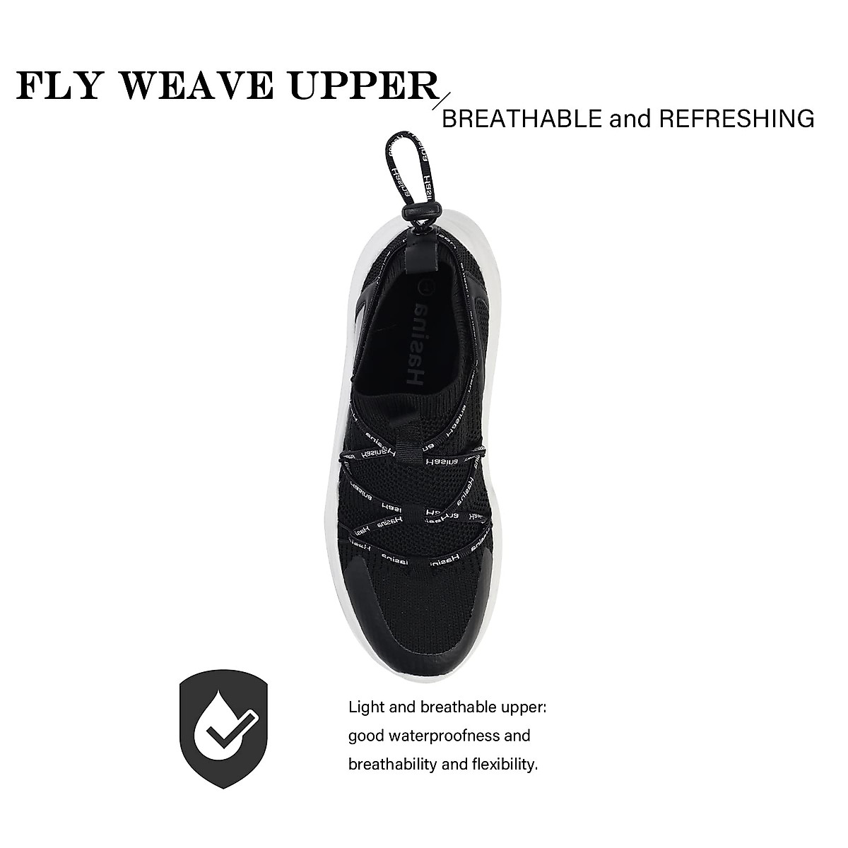 Hasina Women's Running Shoes Slip On Tennis Walking Sneakers Lightweight Breathable Mesh Upper Workout Casual Sports Shoes （White/Black,8.5）