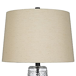 Catalina 21543-000 Transitional 3-Way Textured Clear Glass Tall Table Lamp with Linen Shade, 29"