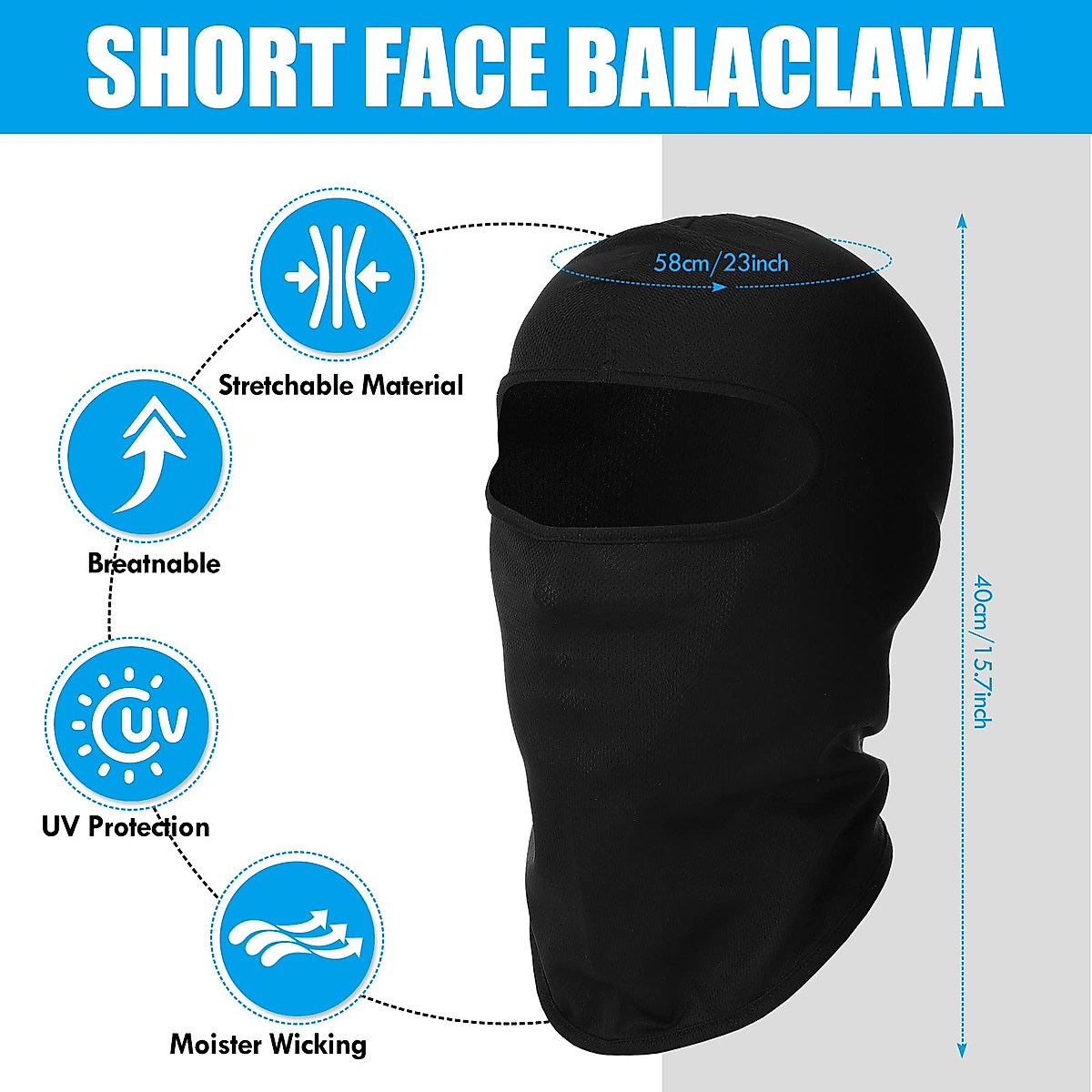 Yahenda 6 Pieces Cooling Balaclava Face Mask Men and Women Short and Long Neck Covers Helmet Hood Helmet Liner for Men Women Uv Sun Protection Outdoor Motorcycle Cycling Fishing Outdoor Sports Black