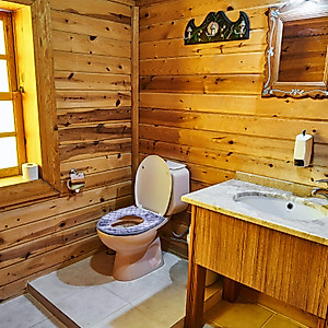 FAVOMOTO Bathroom Seat Toilet Liners Plush Toilet Seat Thickened Cover Plush Bath Cushion Seat Cover Toilet Warmer Padded Family Cushion