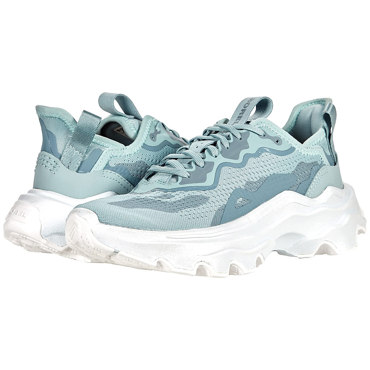 Sorel Kinetic Breakthru Day Lace Sneaker for Women - Textile Lining with EVA Footbed, Lace-Up Closure, and Rubber Outsole Crushed Blue/Cinder Grey 6 B - Medium