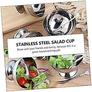 Abaodam 2 pcs Snack Bowl Reusable Tiramisu Footed Glass and Sauce DIY Cm Trifle Cup Ice Steel Wedding Appetizer Meal Bulk S/Parfait Pudding Foot Plate Prep Condiment Mixing Practical