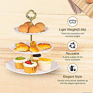 White round plate 3 tiered serving stand tray cake stands cupcake holder dessert stand table decorations for party Kids Birthday Tea Party Baby Shower set of 2