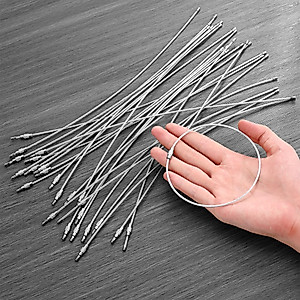 11.8 Inch Wire Keychain Cable,Large Stainless Steel Key Ring Loop Holder,Nylon Coated Screw Lock Key Rings,2mm Heavy Duty,Pack of 20,Silver