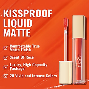 Oulac Matte Liquid Orange Lipstick for Women, Long Lasting Lipstick Waterproof Lip Stain, No Transfer, Creamy High Pigmented Formula with Rose Oil, Vegan & Cruelty-Free,Orange Red M07