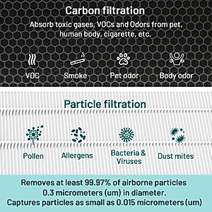 Jafända Air Filter Original FIlter Replacement 2 Pack for JF999 Air Purifier, 3-in-1 Filter with The True HEPA 13 &1.68 lb Activated Carbon