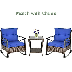 kinbor Outdoor Side Table - Porch Tables Small, Wicker End Tables, Patio Side Table for Backyard Pool Indoor Outdoor, Easy Maintenance & Weather Resistant