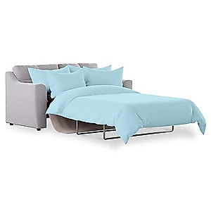 Cottingon Full Size 6" Drop Light Blue Microfiber Fitted Sheet Only - Sleeper Sofa Sheets - 100% Brushed Microfiber Sofa Bed Bottom Sheet