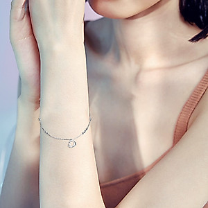 TIGER RIDER 925 Sterling Silver Bracelet, Heart Silver Charm Bracelets, Lovely Generous Jewelry Gifts for Women, Mother’s Day