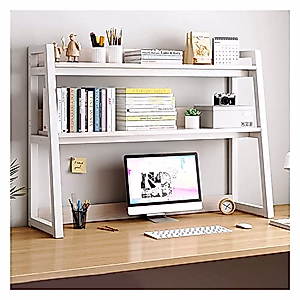 Computer Desktop Bookcase, 2-Tier Multipurpose Ladder Countertop Hutch Bookshelf, Adjustable Storage Display Shelf Organizer Rack for Home Dorm Office Supplies (Color : B, Size : 115CM)