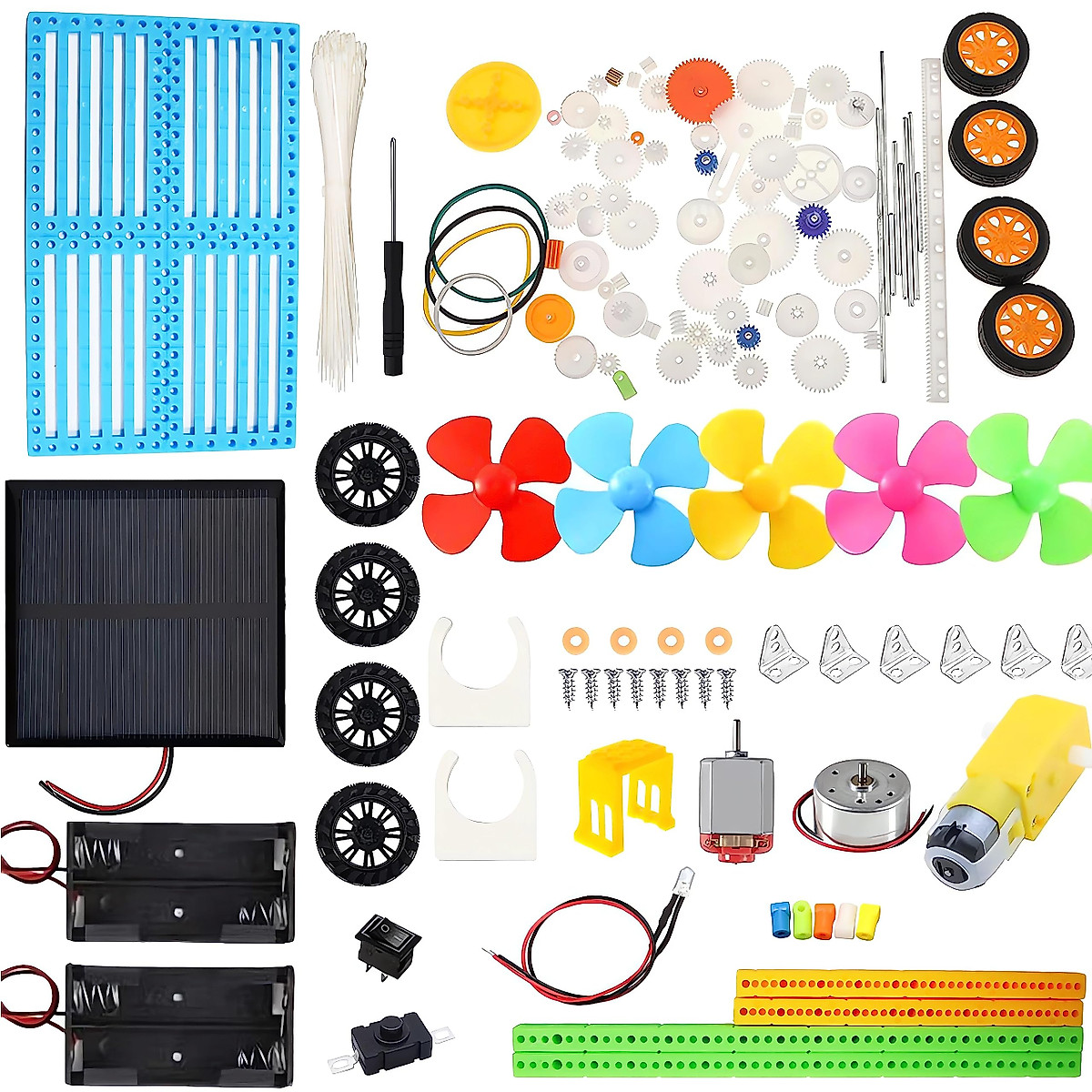 Electric Circuit Motor Kit with Solar Panel, Solar Motor Kit for Kids Physics Science Experiment Learning Kits, DIY Educational STEM Project for Kids & Teens, Girls & Boys