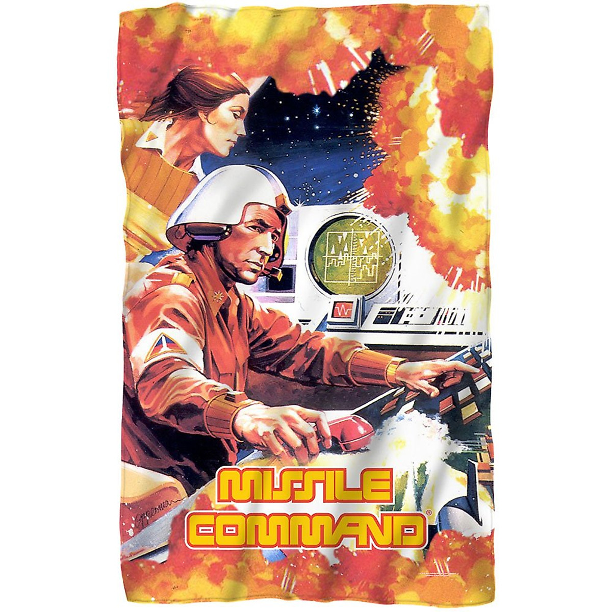 Atari Missile Command Fleece Blanket White 36X58