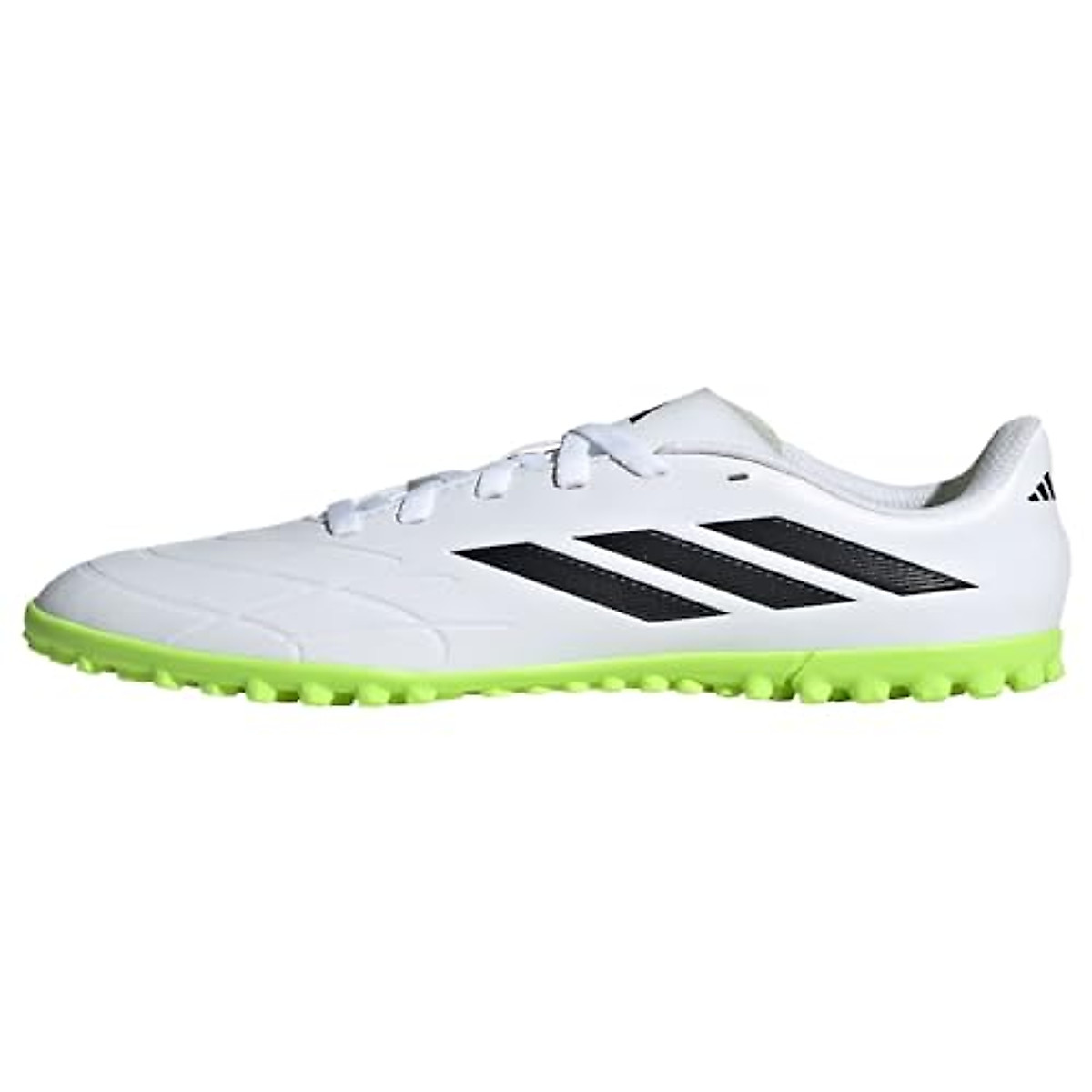 adidas Copa Pure.4 Turf Sneaker, White/Core Black/Lucid Lemon, 5 US Unisex Big Kid