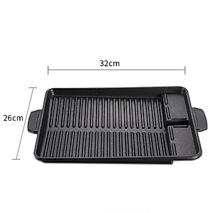 CHYIR Korean-style Non-stick Grill Pan Rectangular Hot Plate Barbecue Pot Portable Oil Spill Baking Tray for Indoor Outdoor BBQ (Style A)