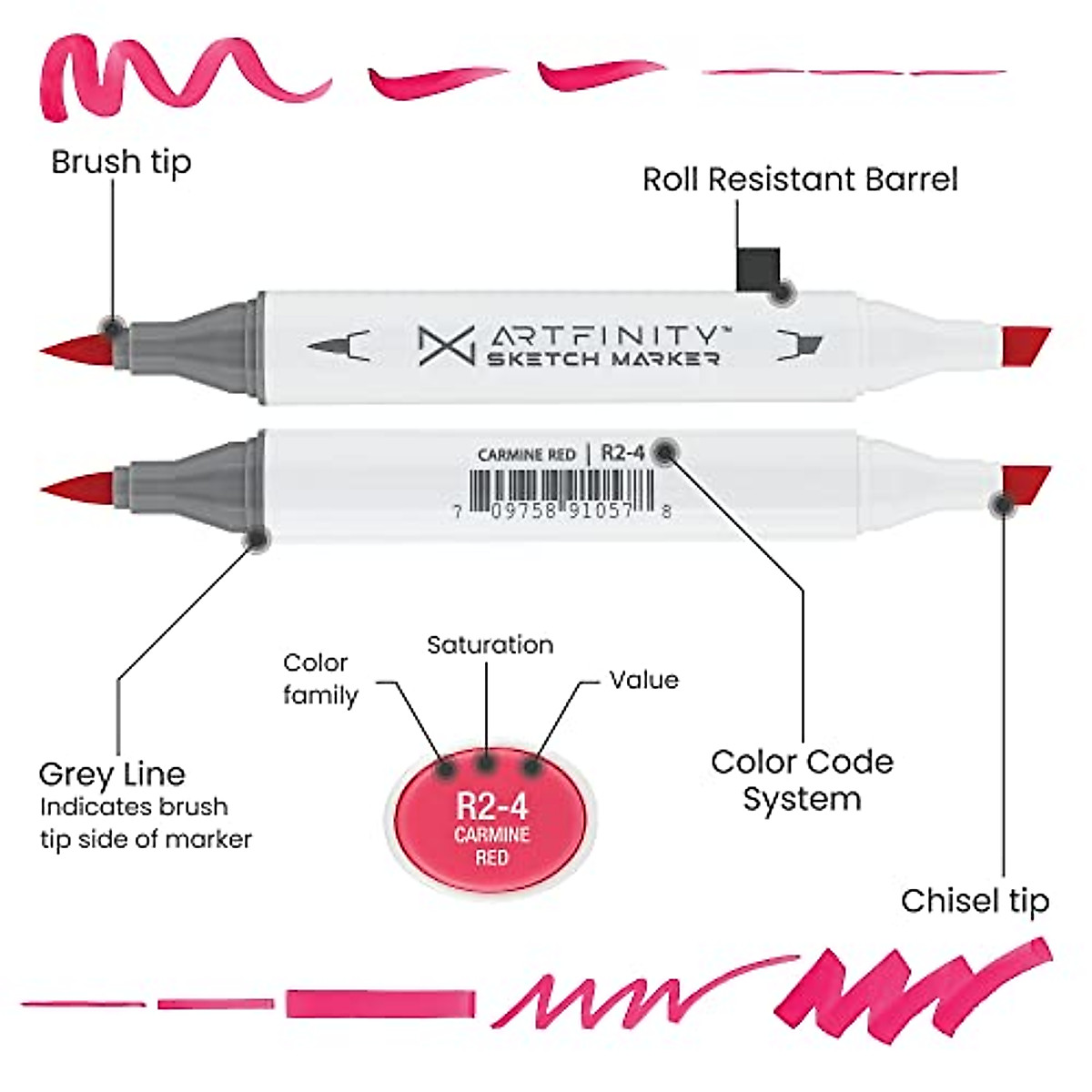 Artfinity Sketch Marker Sets - Vibrant, Professional, Dye-Based Alcohol Markers for Artists, Drawing, Students, Travel, & More! - [Primary Red - Set of 3]