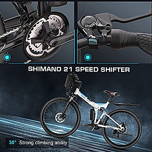 Vivi Electric Bike for Adults Foldable 500W Electric Mountain Bike 26'' Ebike 20MPH Adult Electric Bicycles with 48V Removable Battery, Up to 50 Miles, Shimano 21 Speed, Dual Shock Absorber