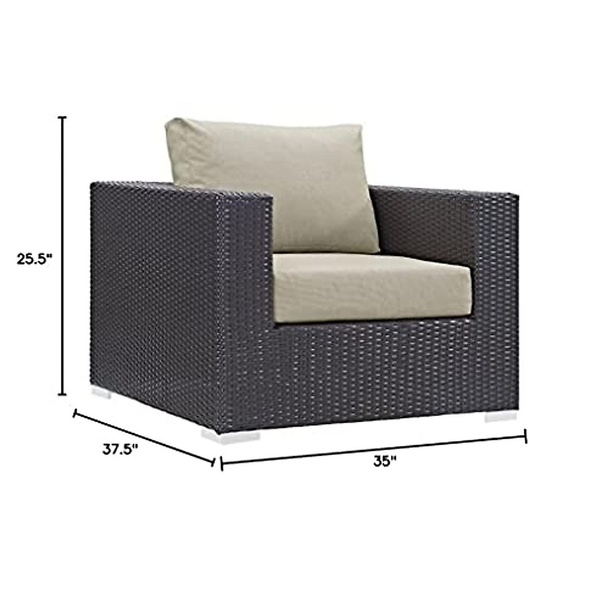 Modway Convene Wicker Rattan Outdoor Patio Armchair in Espresso Beige