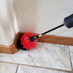 Bring It On Cleaner Drill Brush Attachment Set - Power Scrubber Brush Cleaning Kit & 5 Inch Extension, 3 Brushes Use On Grout, Cars, Bathroom Surfaces, Tile, Baseboard, Shower & Tubs